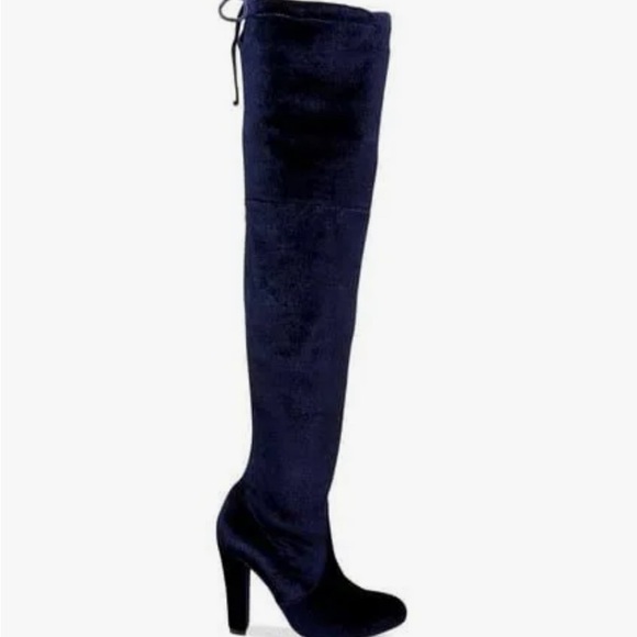 Steve Madden | Shoes | Steve Madden Navy Velvet Thigh High Boots | Poshmark